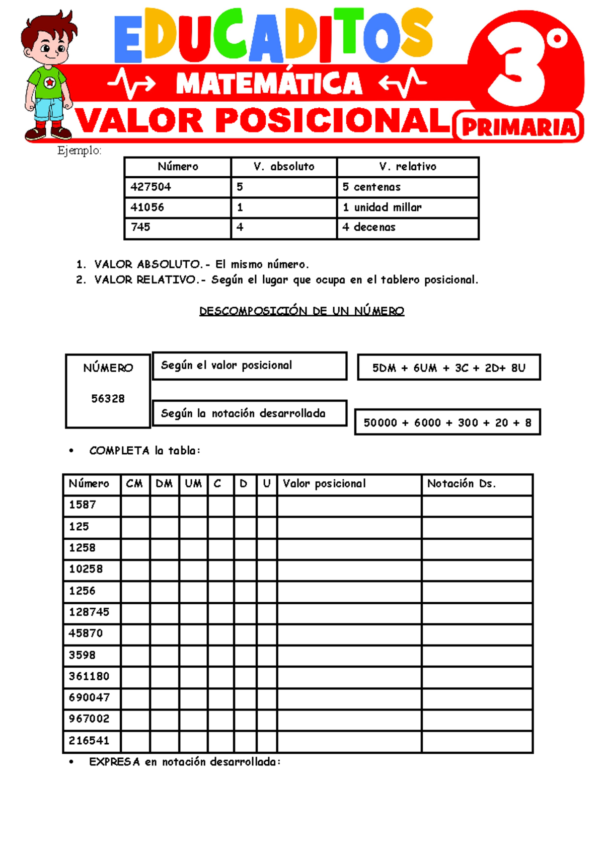 Práctica De Valor Posicional