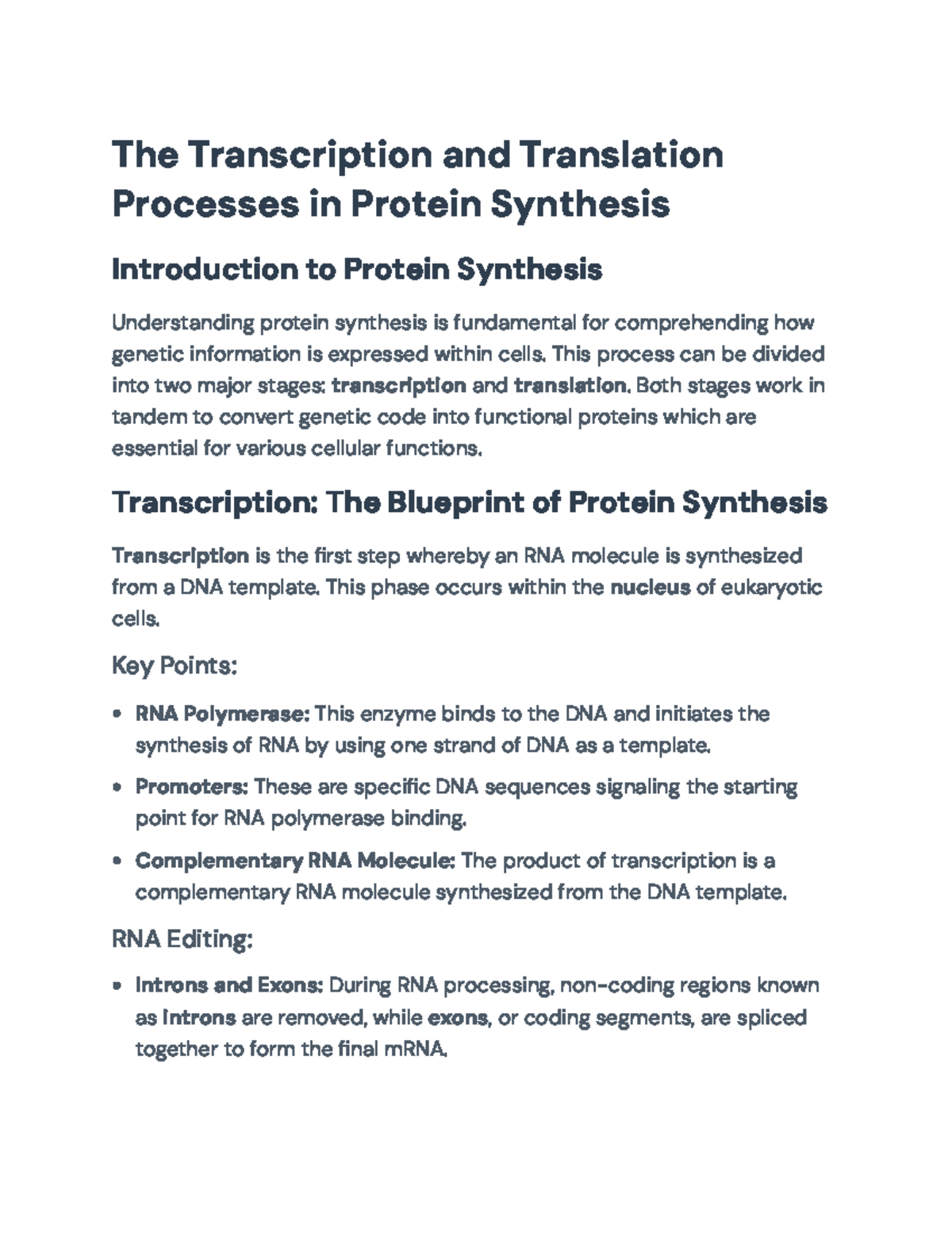 Transcription and Translation in Protein Synthesis: A Detailed Study ...