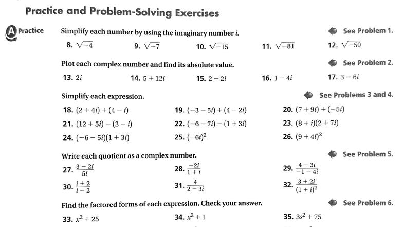 Math 101: Practice Problems on Complex Numbers and Quadratics - Studocu