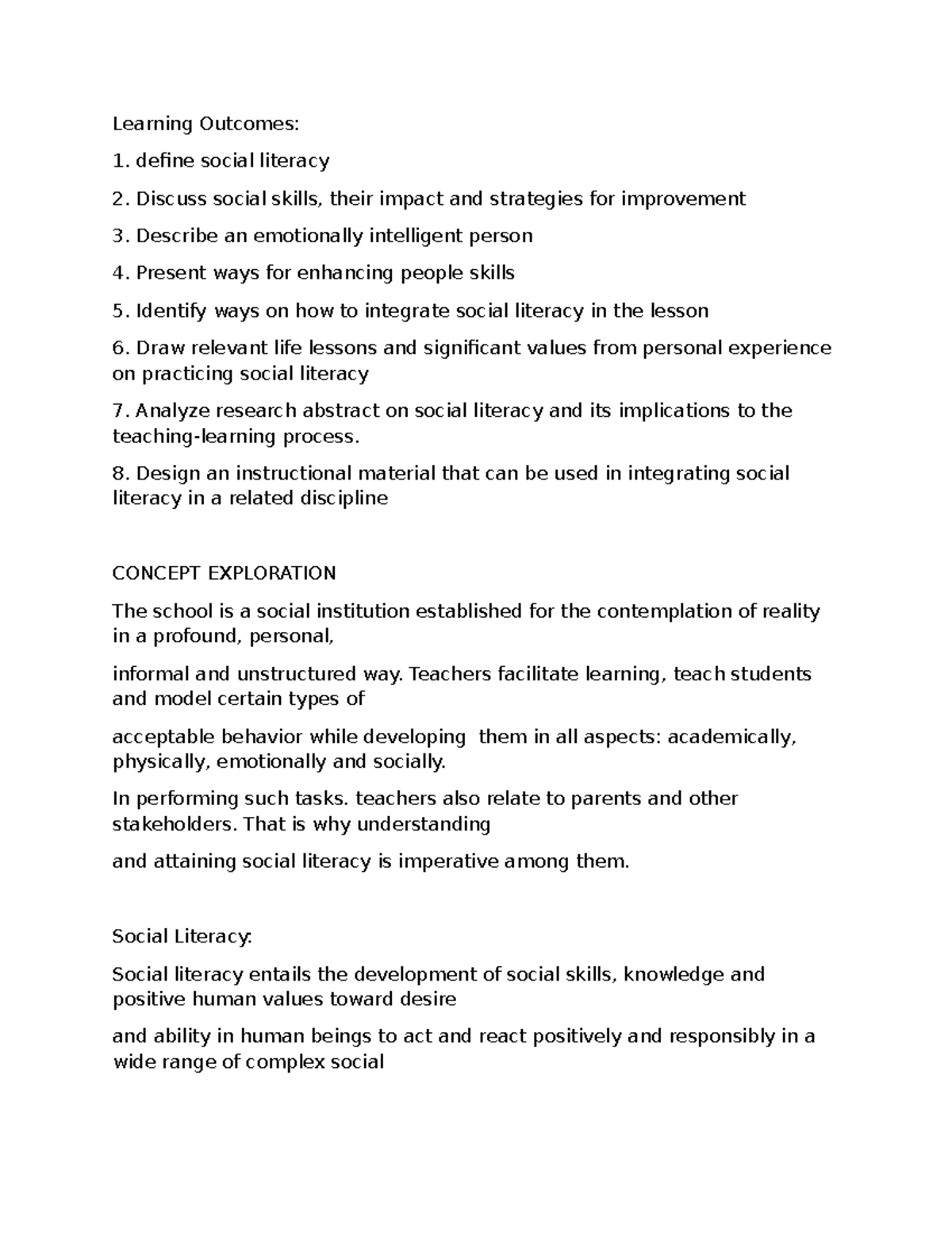 Social Literacy: Enhancing Skills and Emotional Intelligence in ...