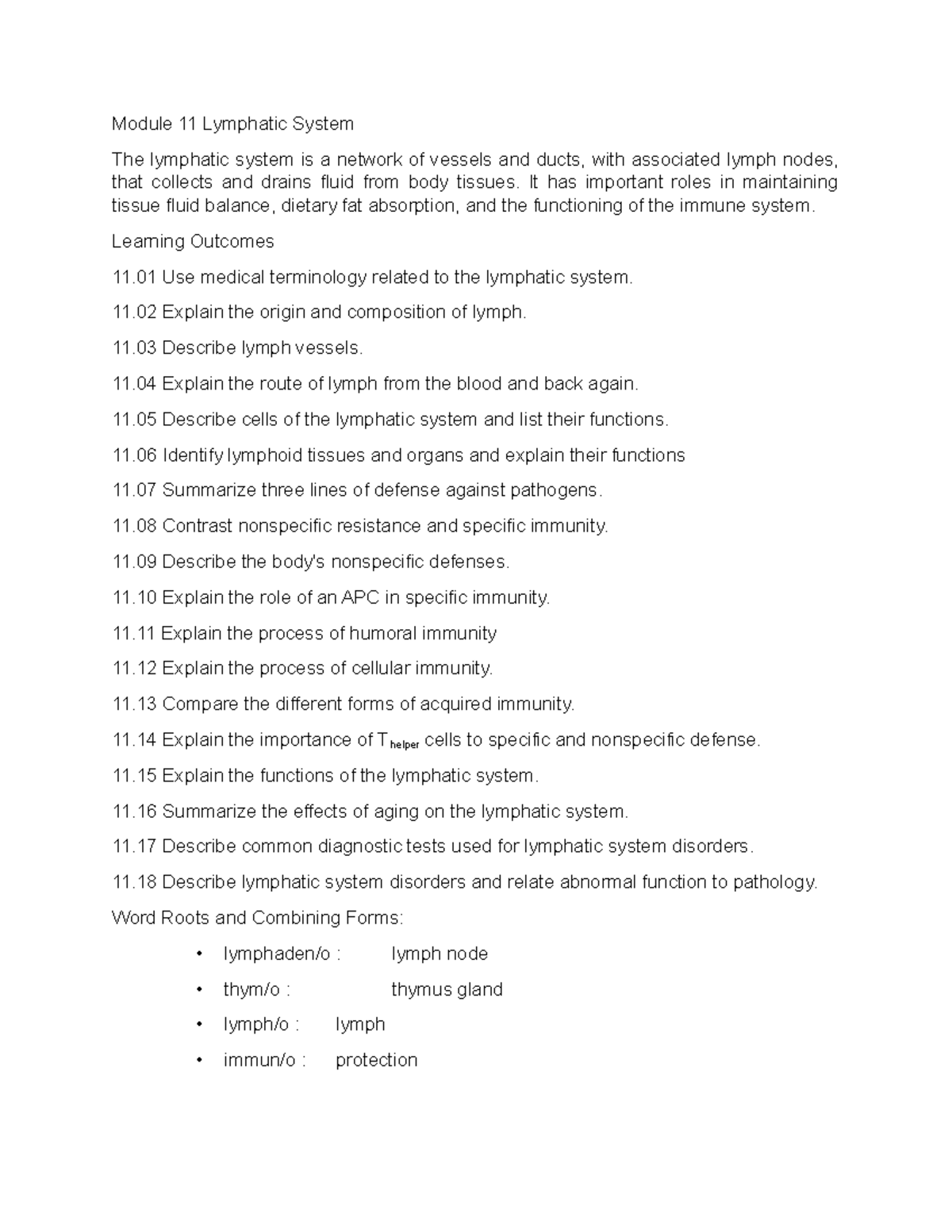 Module 11 Exam Review: Lymphatic System and Immunity Concepts - Studocu
