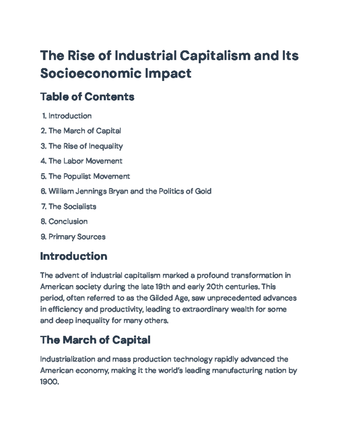 The Rise of Industrial Capitalism and Its Socioeconomic Impacts (HIST ...