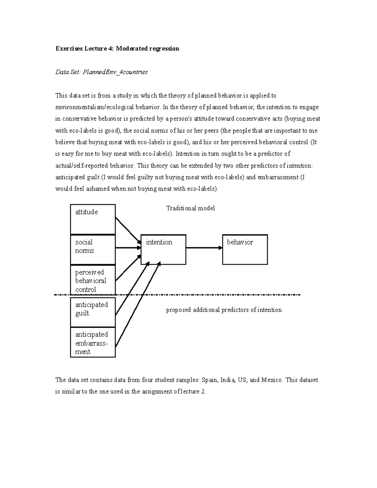 Exercises Lecture IV: Moderated Regression Analysis with PlannedEnv ...