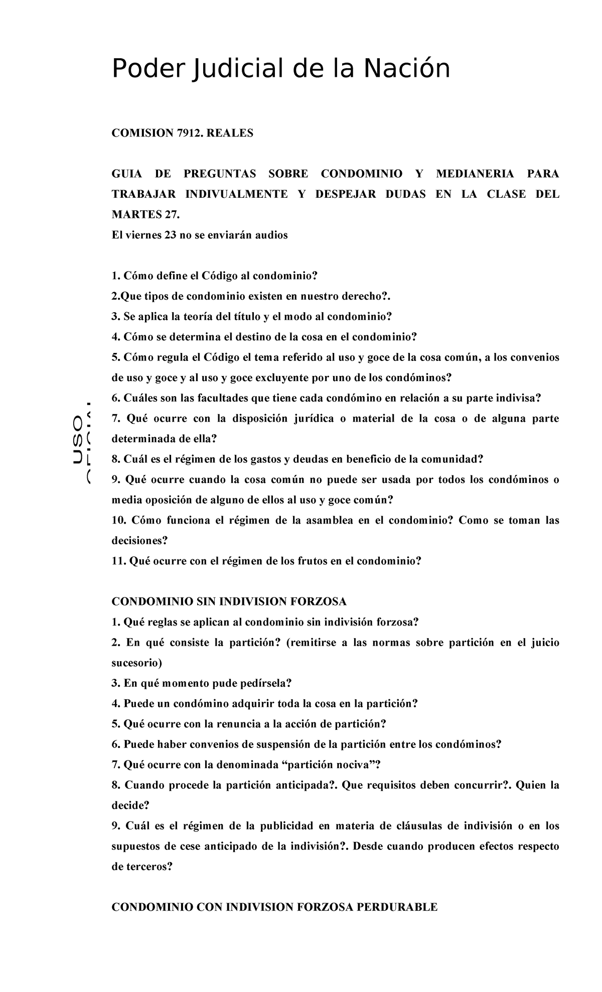 Guia de preguntas sobre condominio y medianer a UBA Reales - USO ...