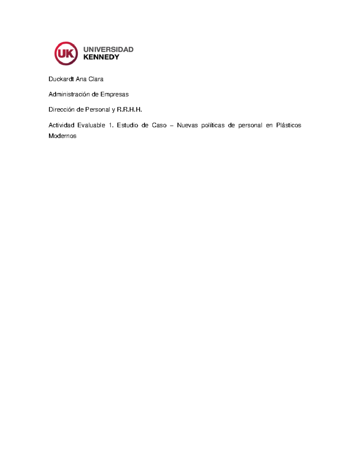 Dirección de Personal y RRHH - A1: Estudio de Caso en Plásticos ...