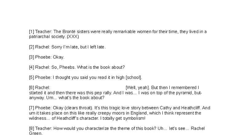 ENG 201: Script Analysis of the Brontë Sisters' Themes - Studocu