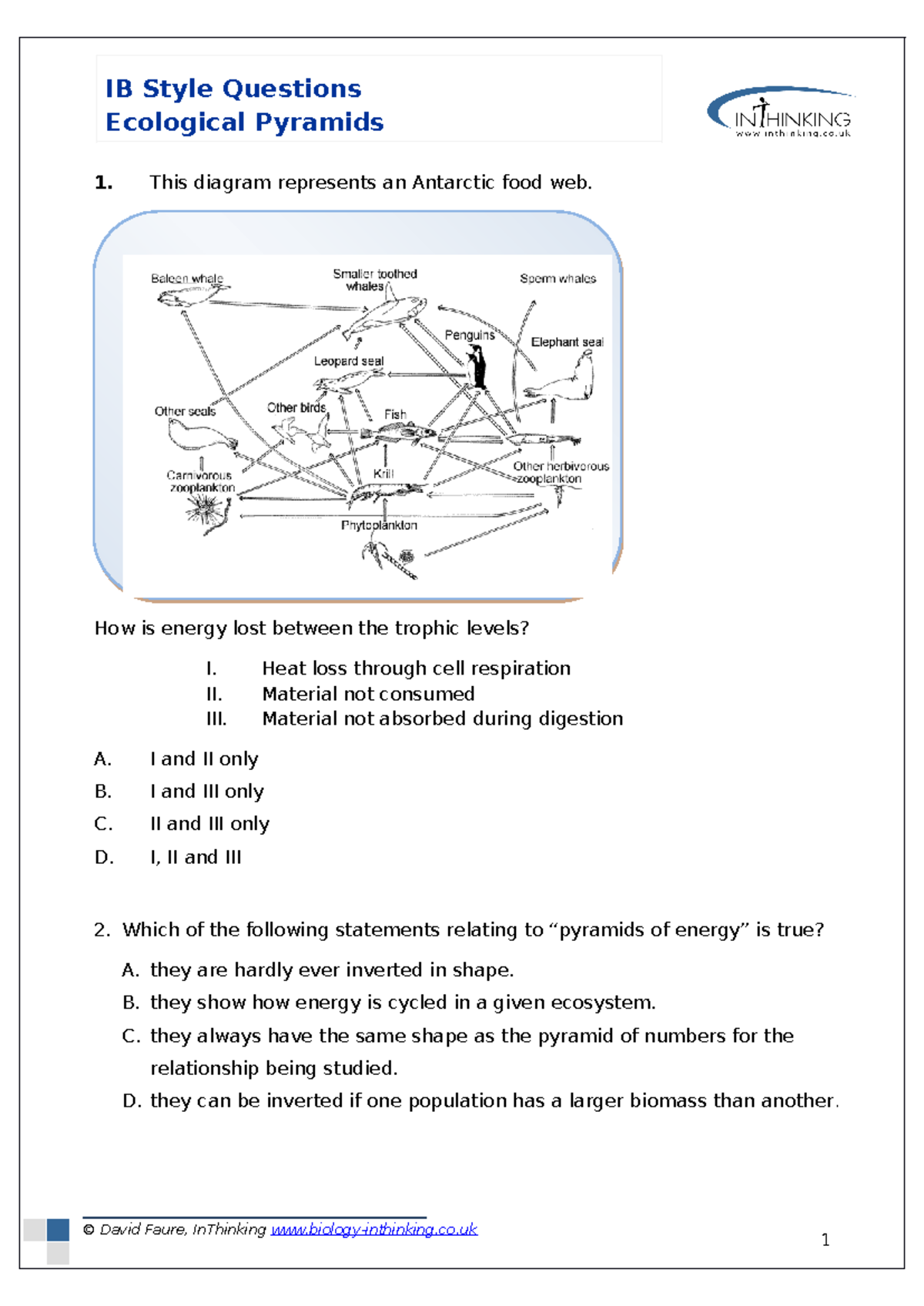 Ecological Pyramids & Energy Flow: IB Style Questions and Answers - Studocu