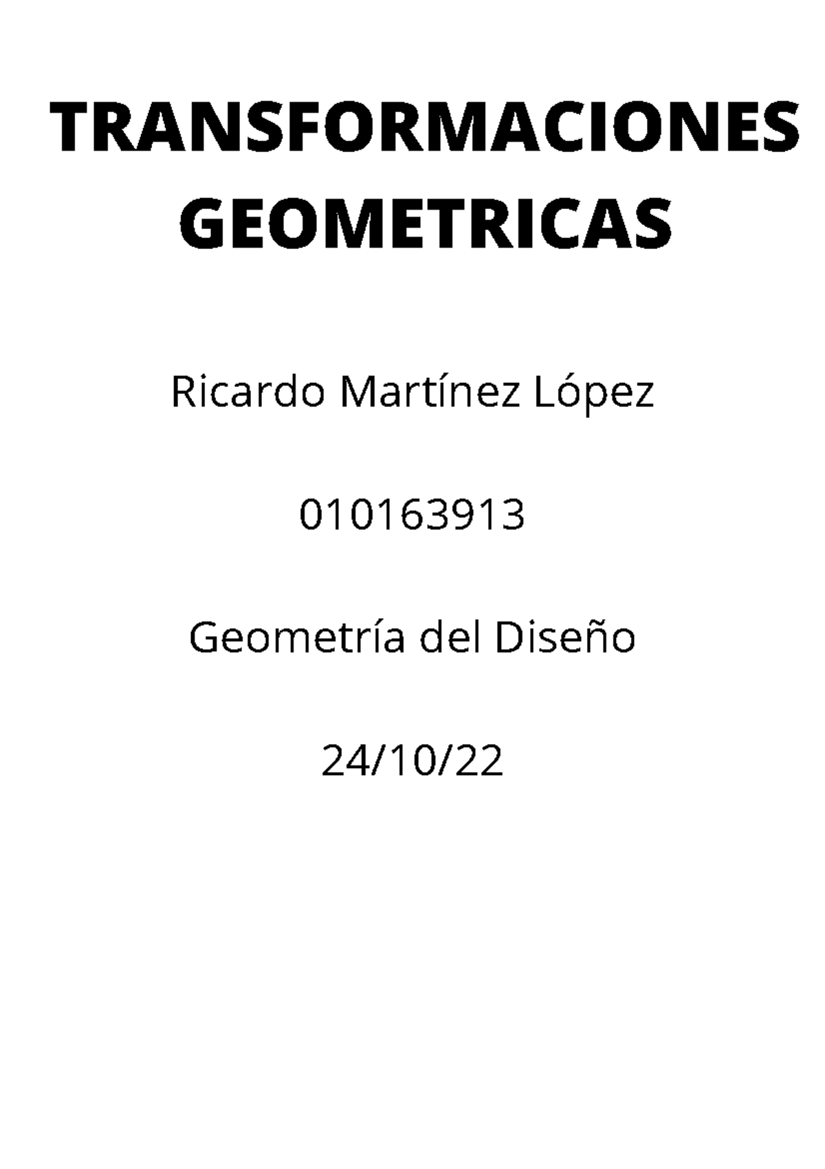 Hoja De Trabajo De Composición De Transformaciones