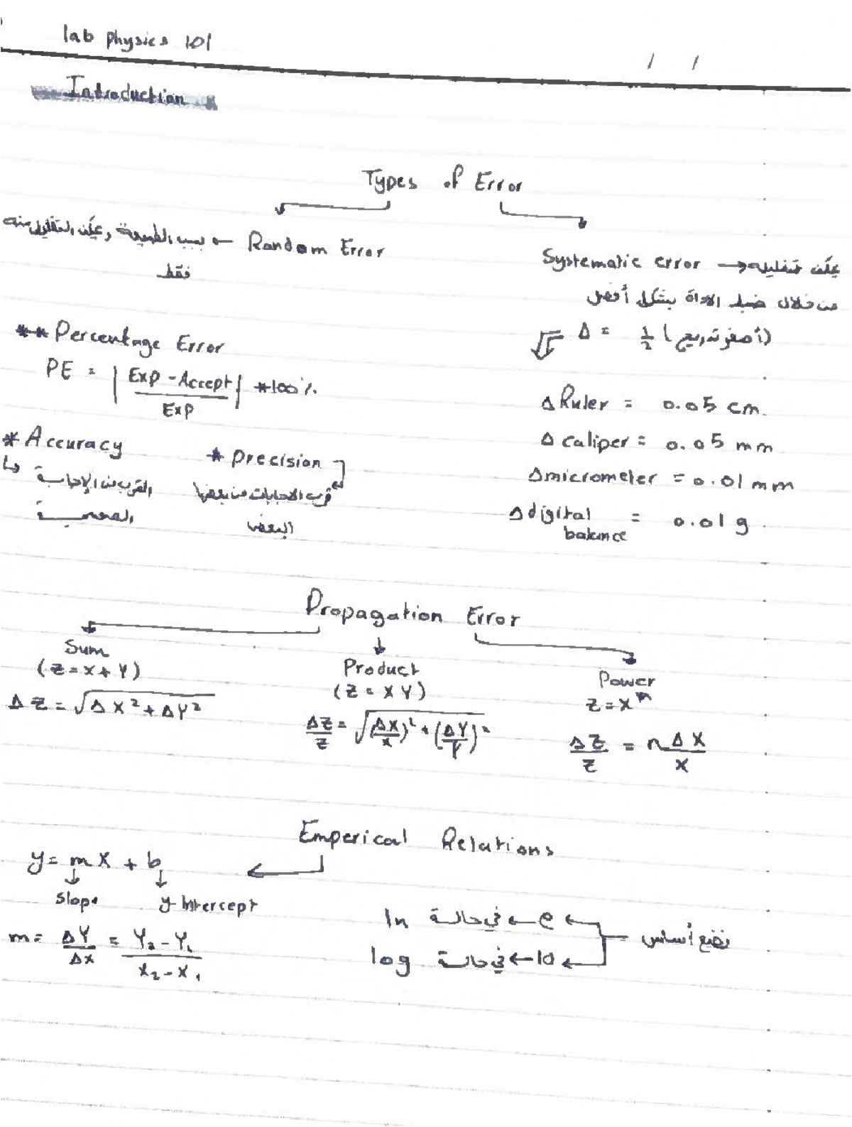 Lab Physics 101: Types of Errors and Experimental Measurements - Studocu