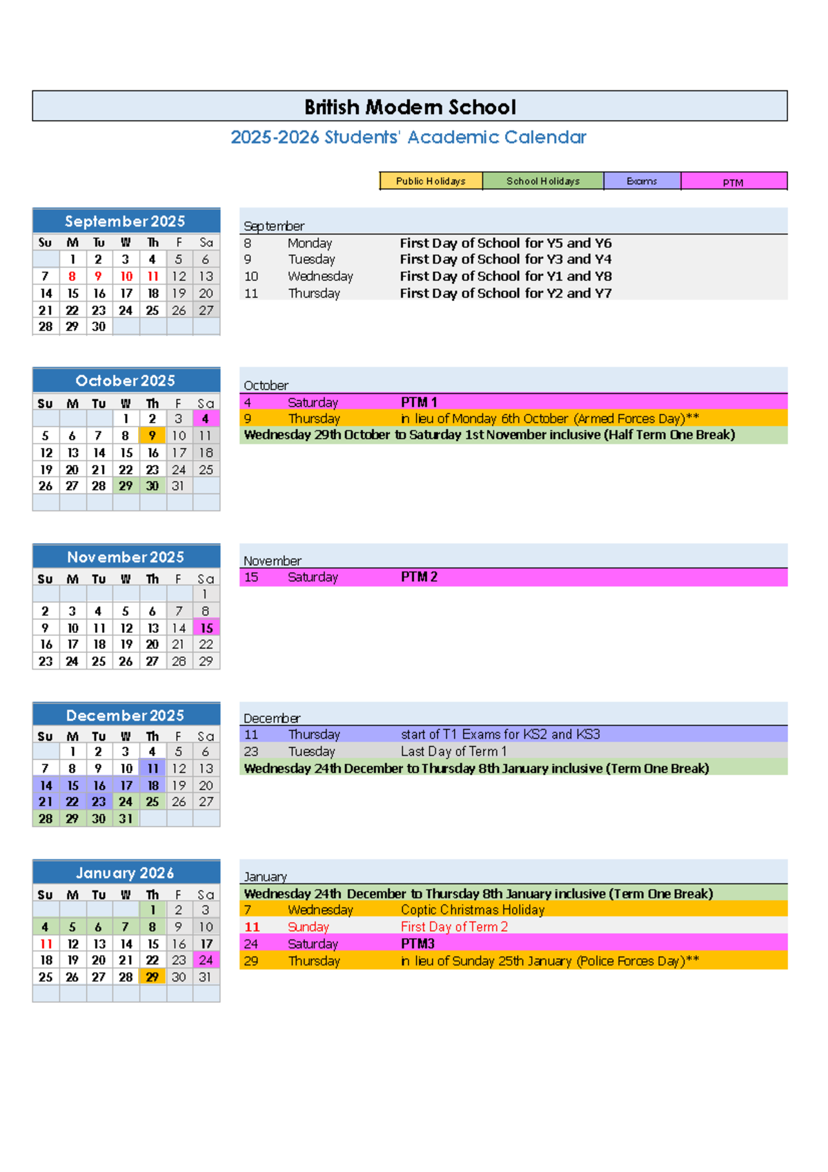 BMS 2025-2026 Academic Calendar & Key Dates - Studocu