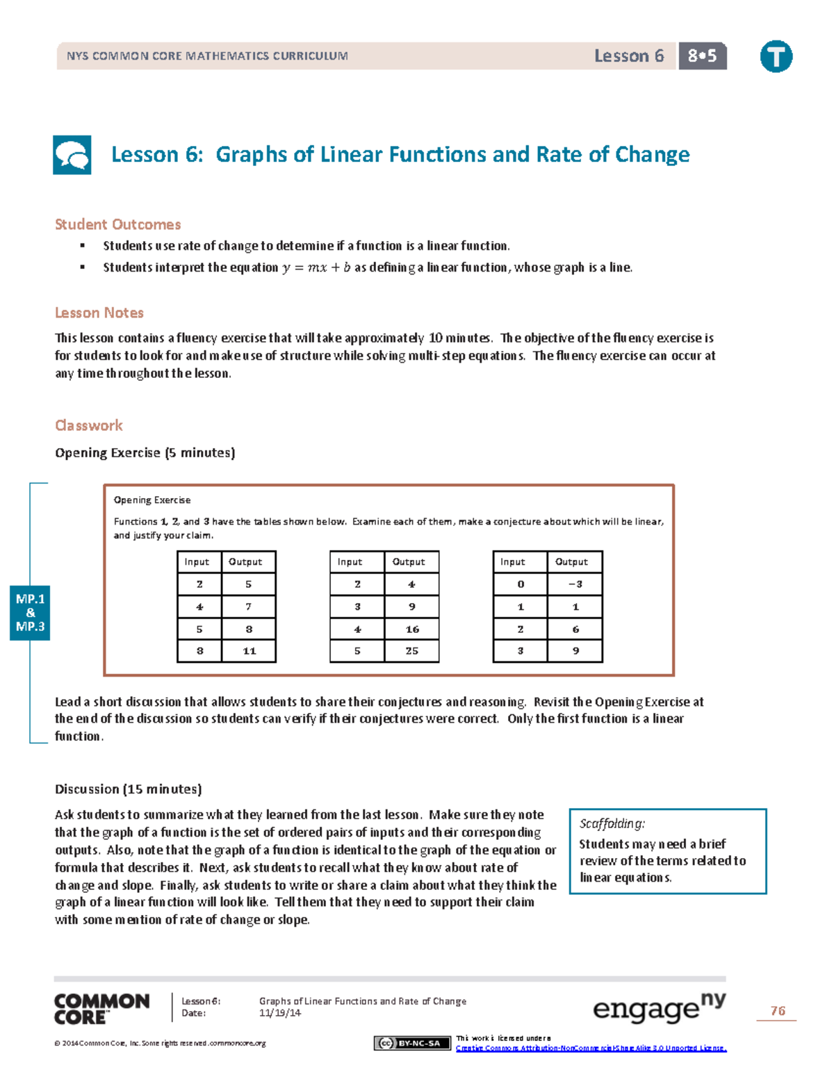 Lesson 6: Graphs of Linear Functions & Rate of Change (Math G8 M5 ...