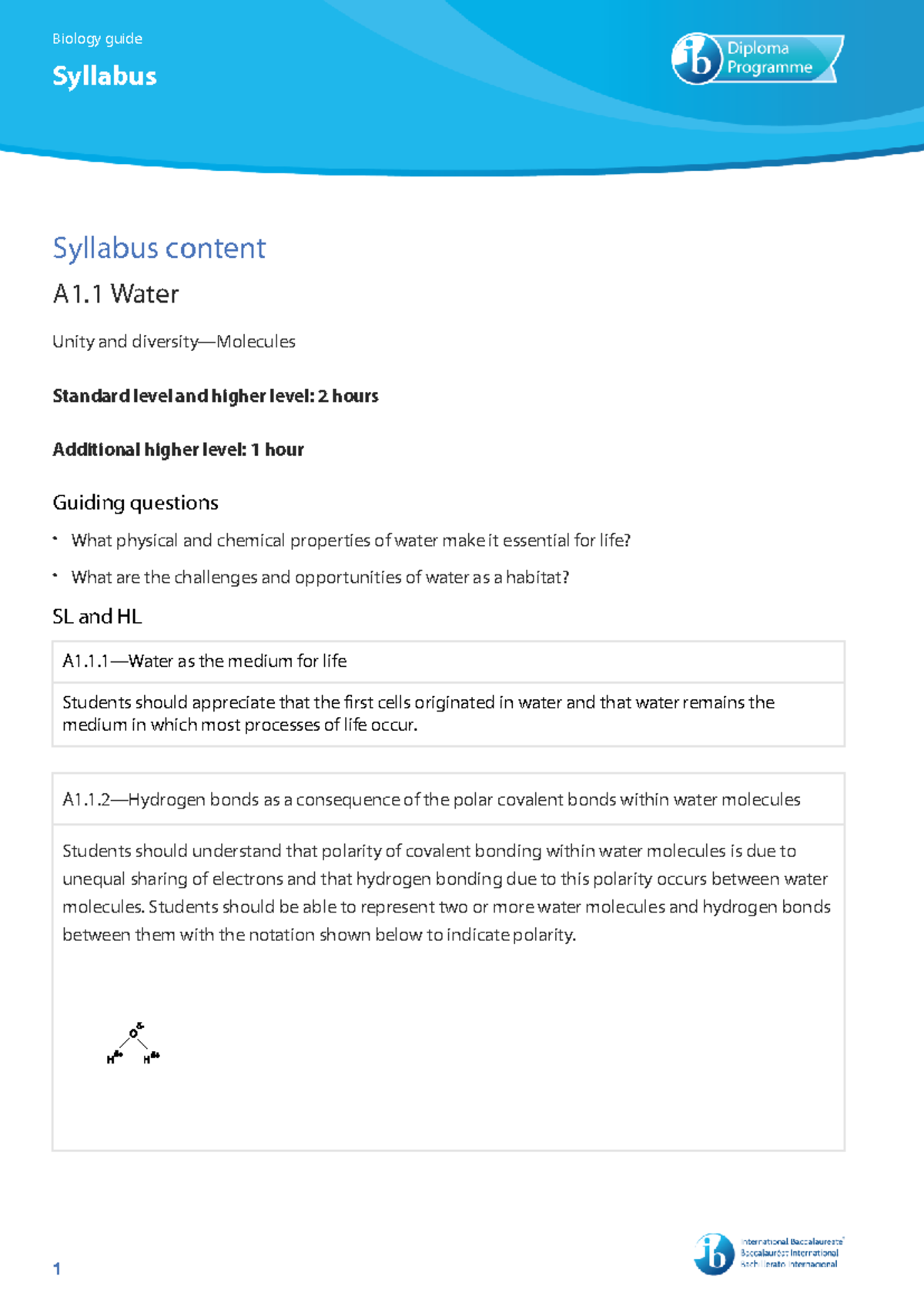 IB HL Biology Notes 2025-2026: Water, Cells, and Viruses Syllabus Guide ...