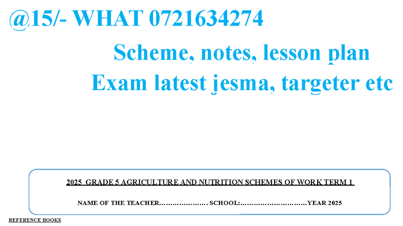 Grade 5 Agriculture Term 1 Lesson Plans and Schemes of Work - Studocu