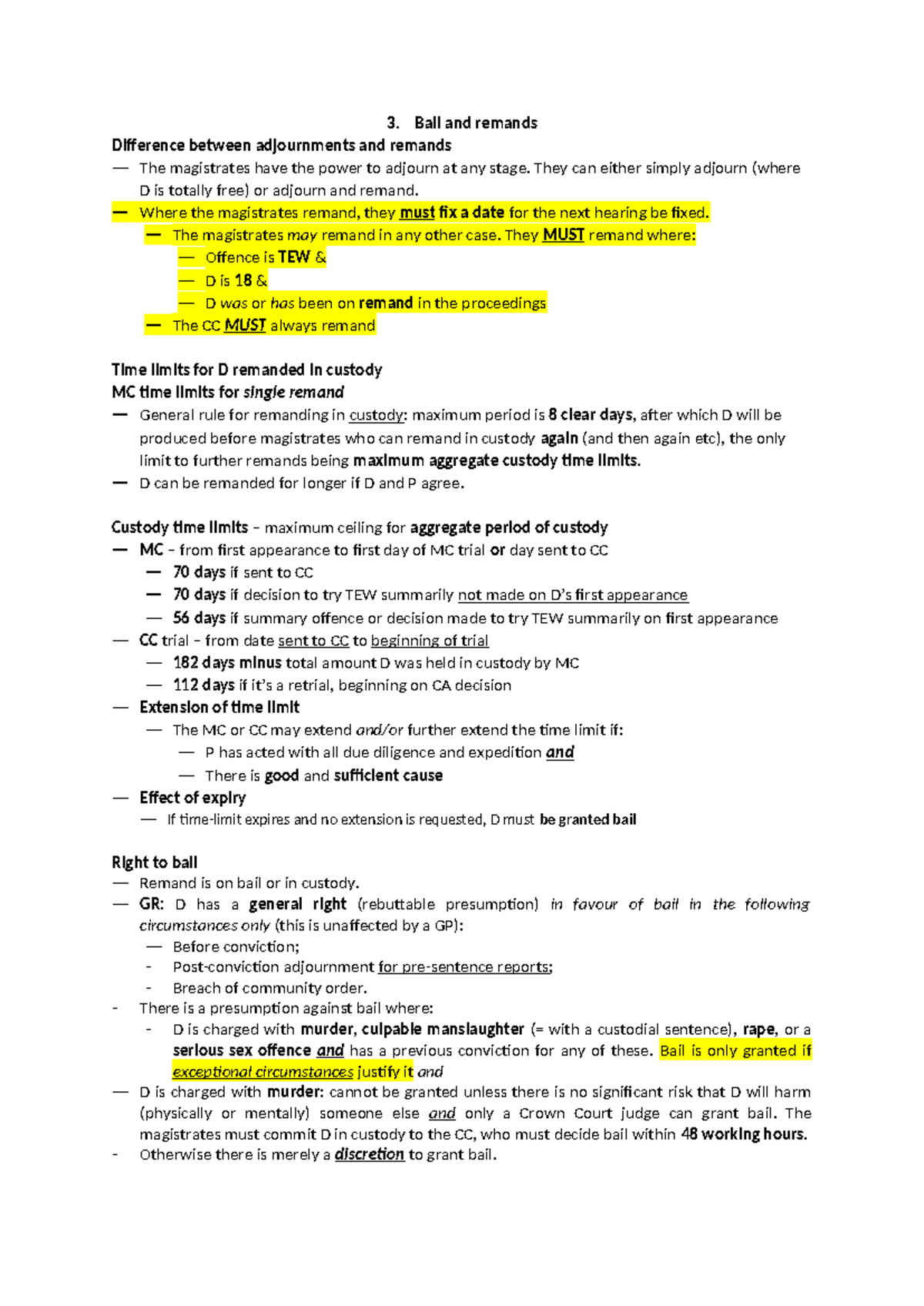 Topic 3 - Bail and Remands: Key Differences and Procedures - Studocu