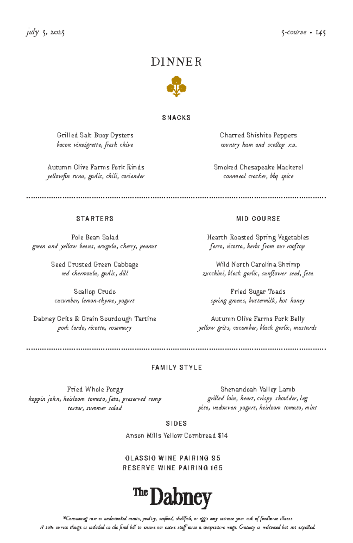 5 Course Dinner Menu - July 5, 2025 - Studocu