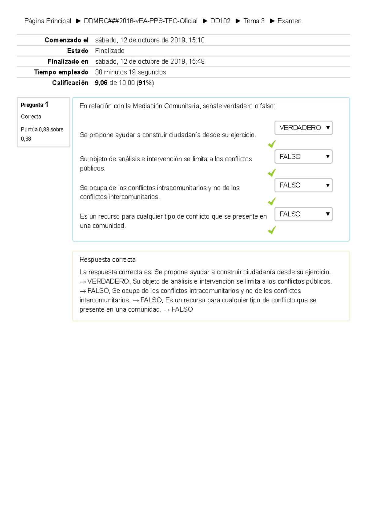 DD102 Examen de Mediación Comunitaria - Análisis y Respuestas - Studocu