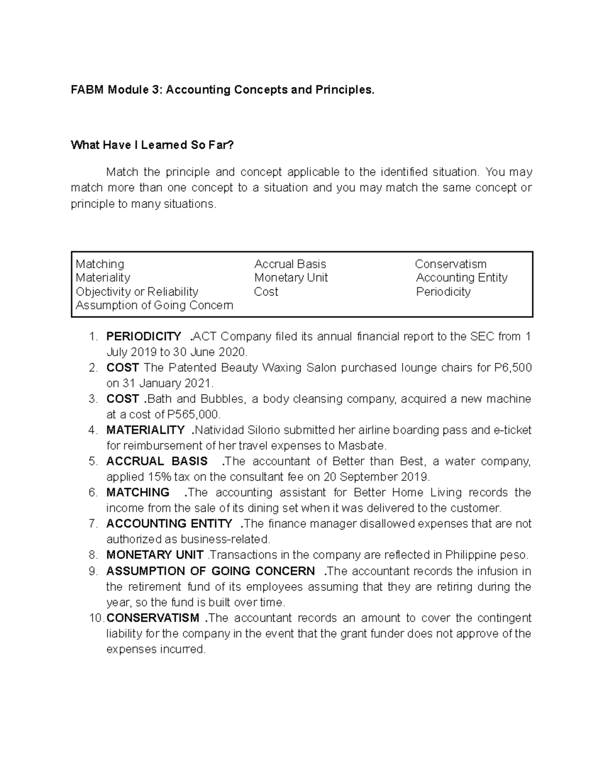 FABM1 Module 3 Accounting Concepts and Principles - What Have I Learned ...