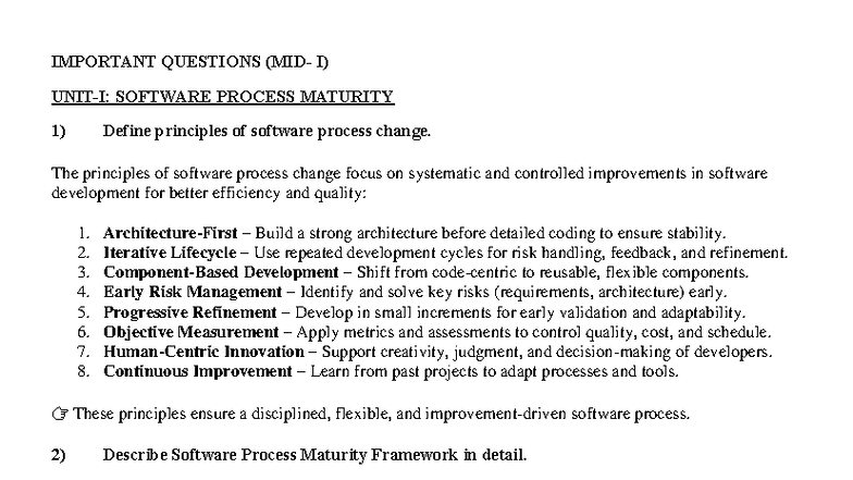 Midterm Exam Questions for SPPM (Software Project Management) - Studocu