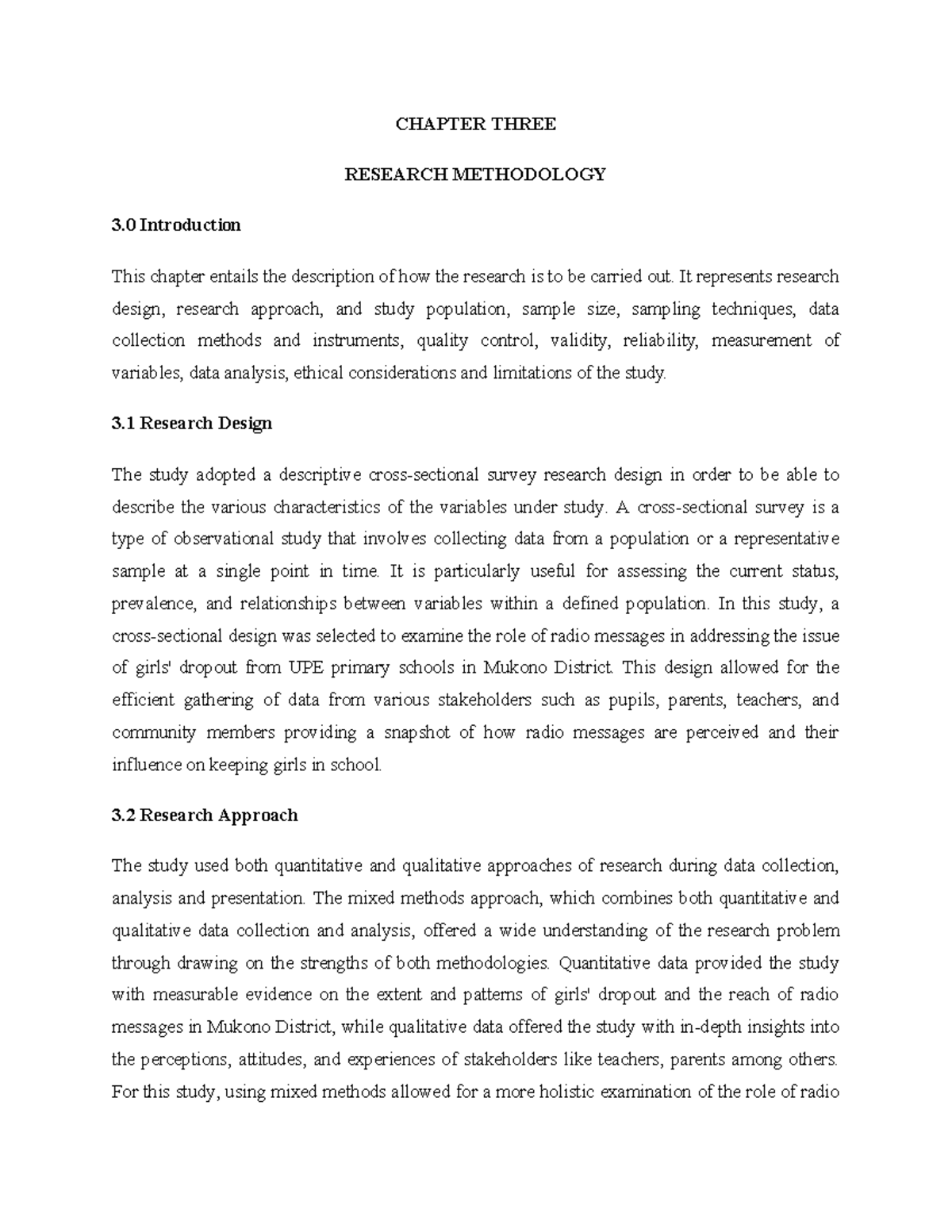 CHAPTER 3: RESEARCH METHODOLOGY ON RADIO MESSAGES & SCHOOL DROPOUT ...