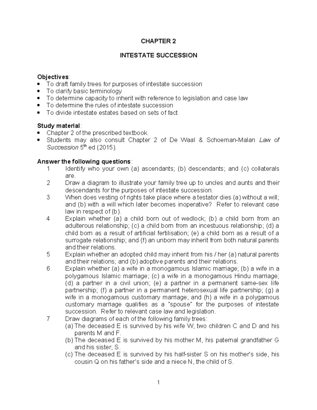 2026 Law of Succession: Chapter 2 - Intestate Succession Guide - Studocu