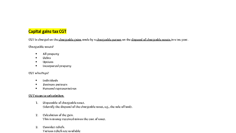Capital Gains Tax (CGT) - Comprehensive Guide on Calculations and ...