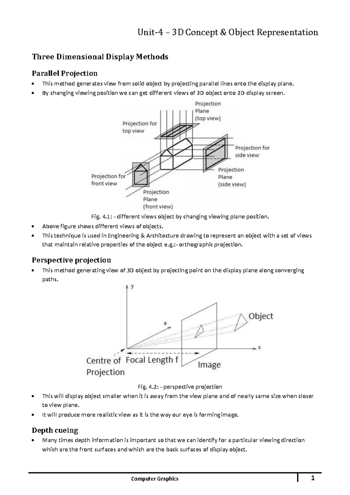 **CG Unit 3 - 3D Display Methods Summary Notes** - Studocu