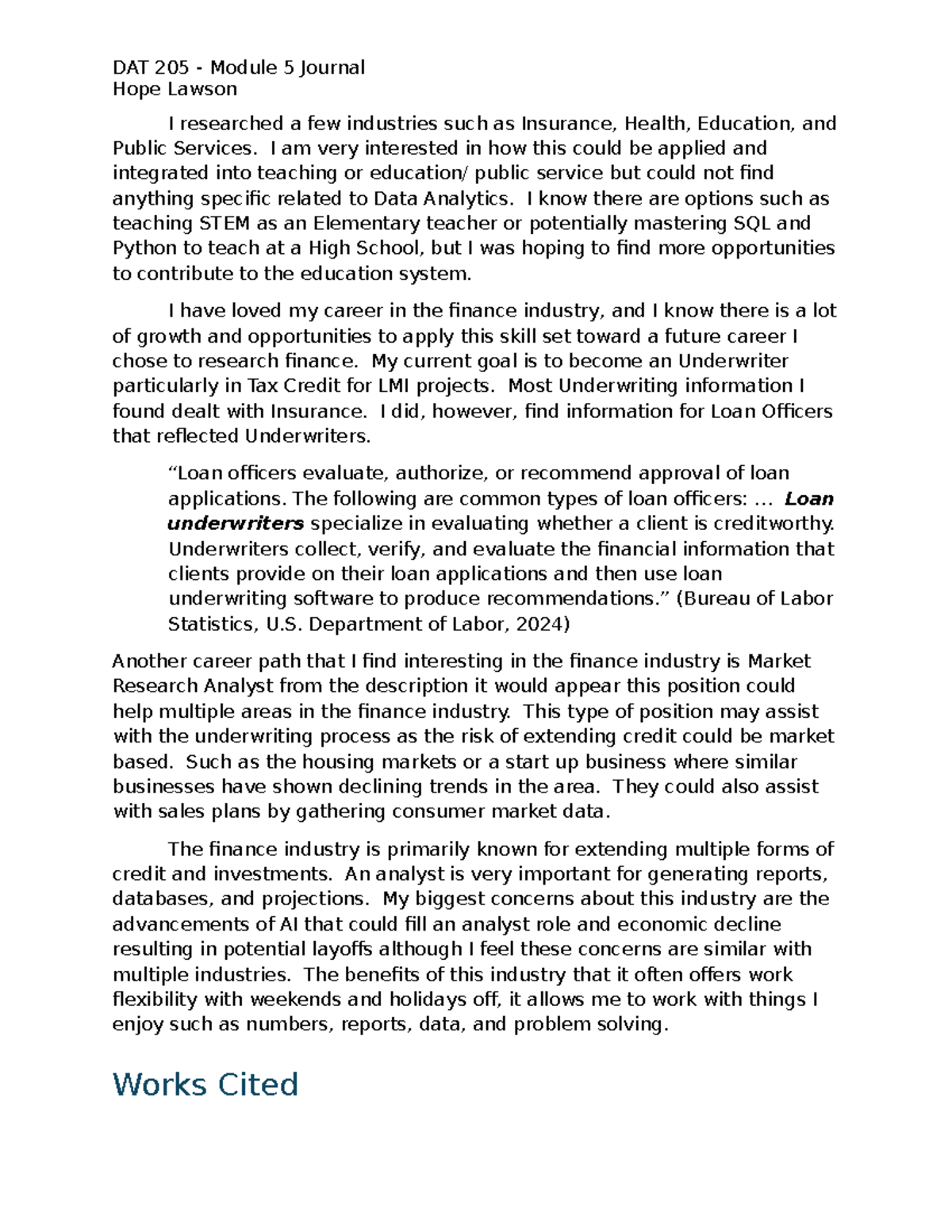 H.Lawson DAT 205 Mod 5 Journal - DAT 205 - Module 5 Journal Hope Lawson ...