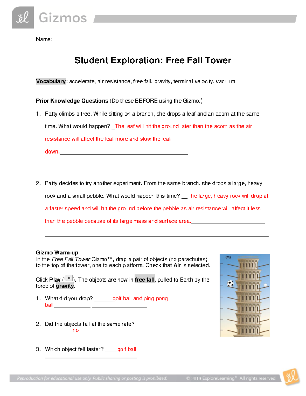 AP Physics Lab: Free Fall Tower Exploration and Guidelines - Studocu