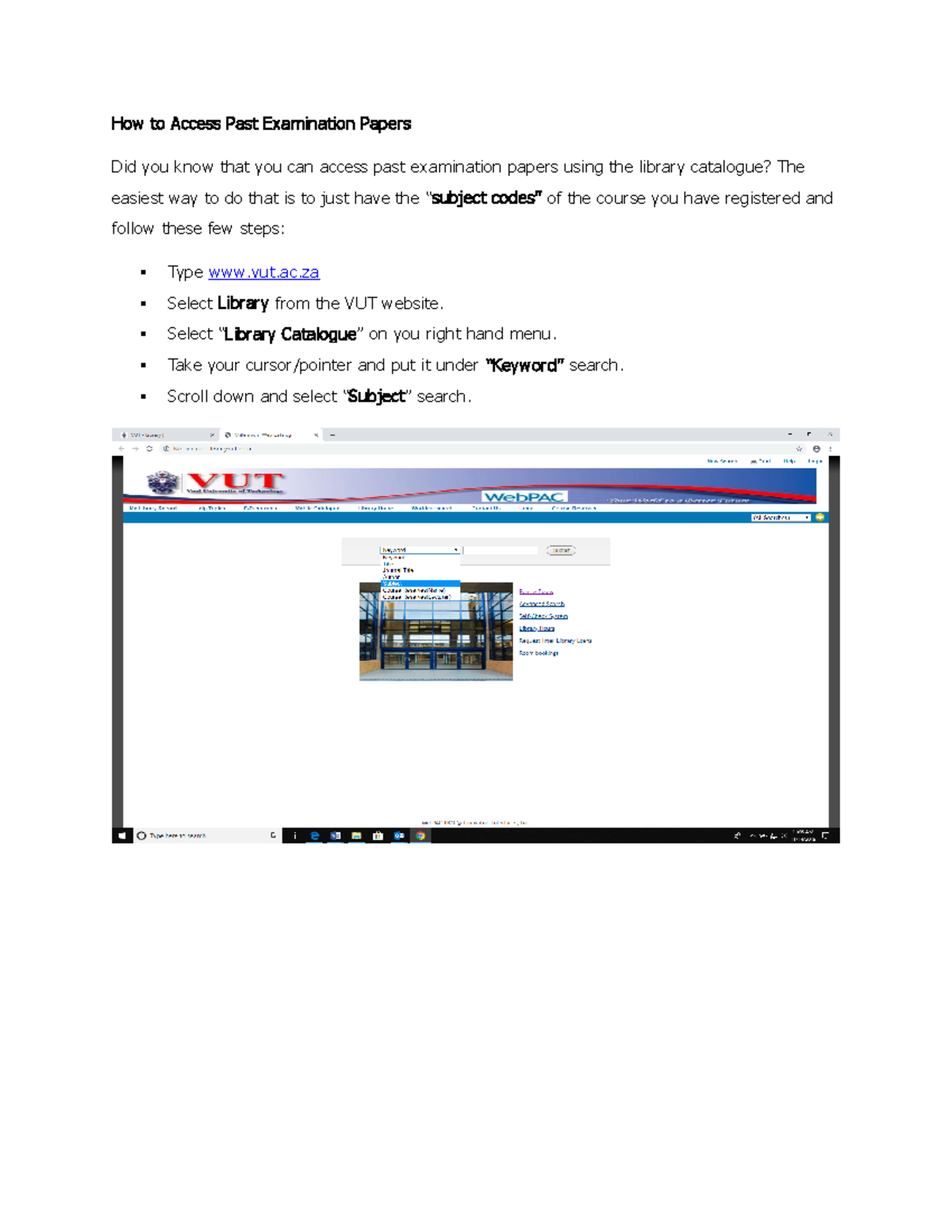 How to Access Past Examination Papers - ac Select Library from the VUT ...