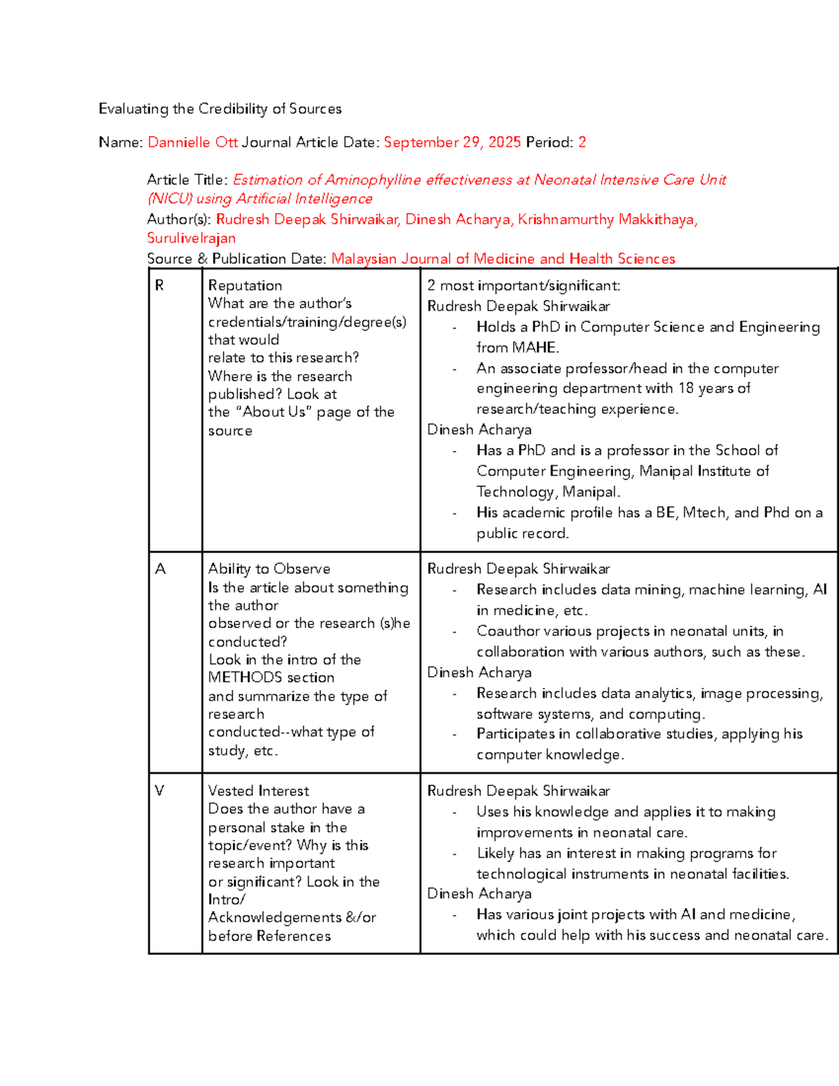 Evaluating Source Credibility: Aminophylline AI Study (Period 2) - Studocu