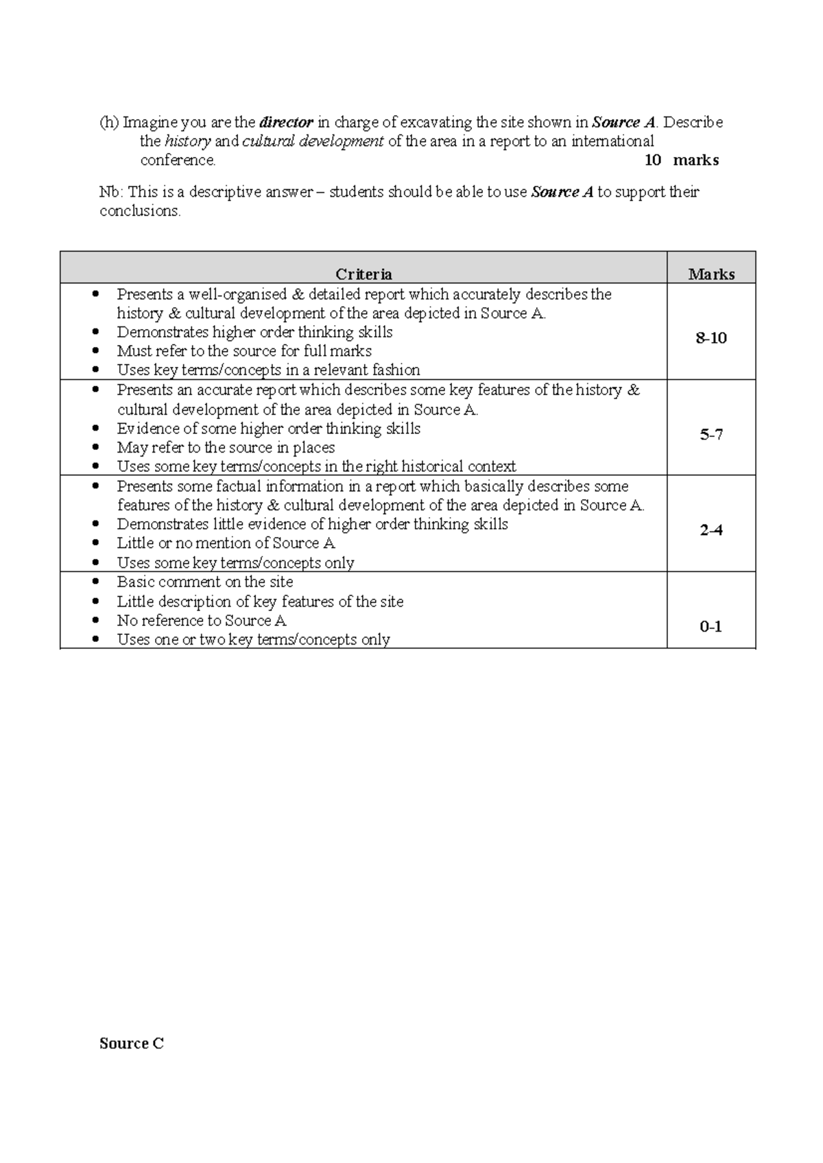 Marking Guidelines for Archaeology Report & Letter Response (Course ...