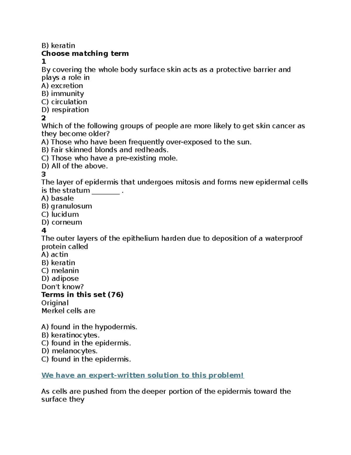 ATI- Quiz #5 on Introduction to A&P: Integumentary System - Studocu