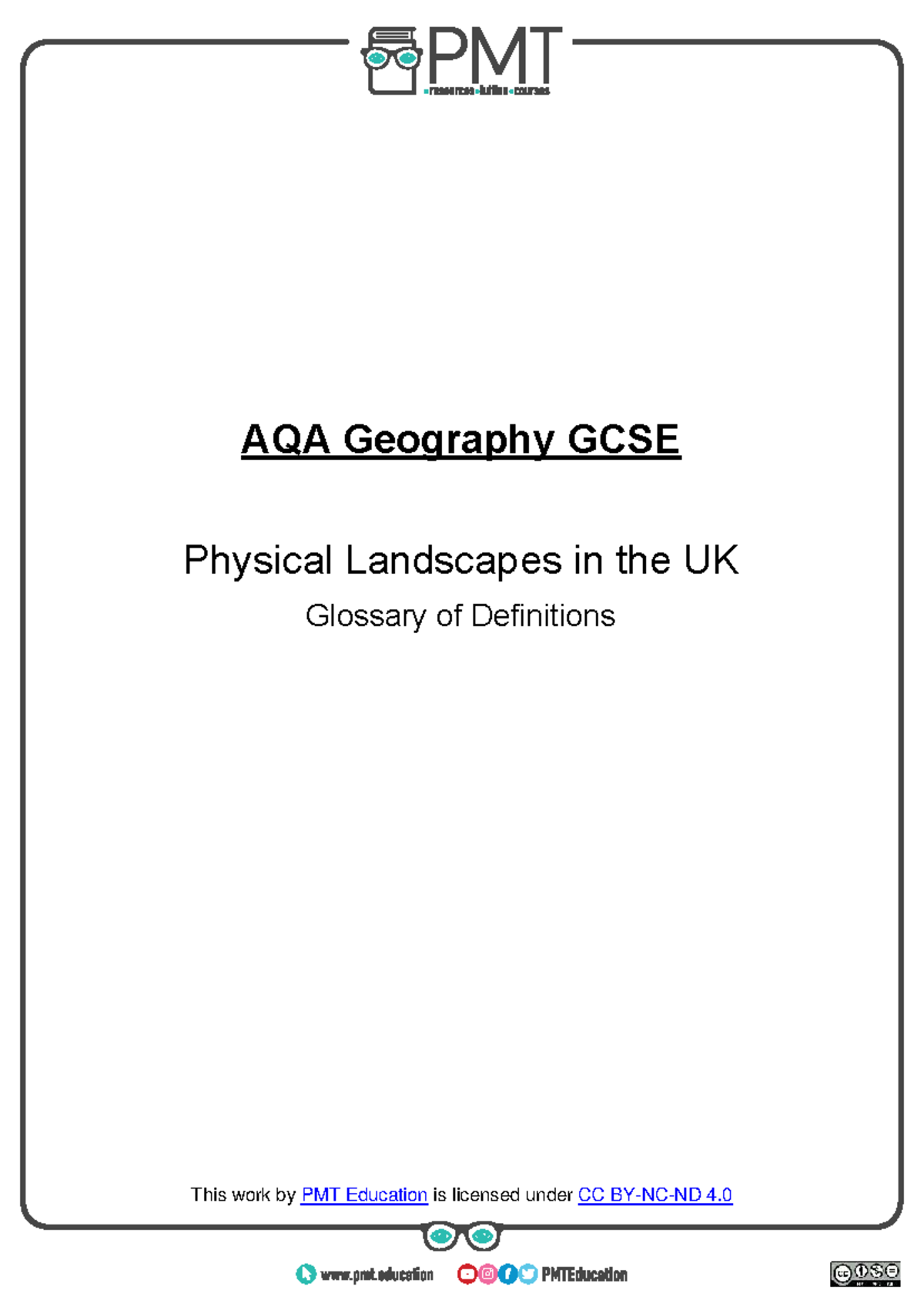Glossary of Definitions for Physical Landscapes - AQA Geography GCSE ...