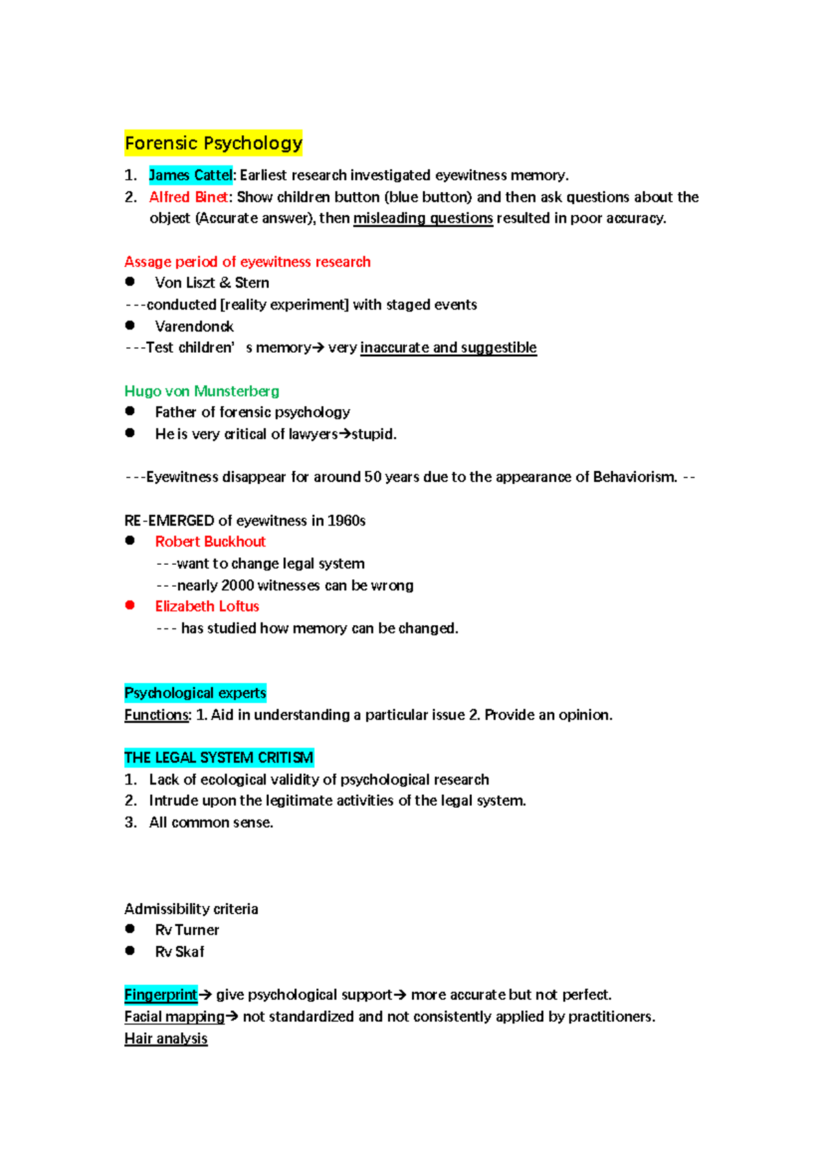 Psychology 101: Lecture on Forensic Psychology and Eyewitness Memory ...