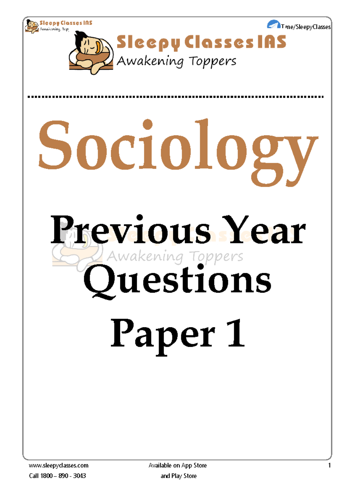 Paper 1 Sociology Compilations: Previous Year Questions (PYQ) - Studocu