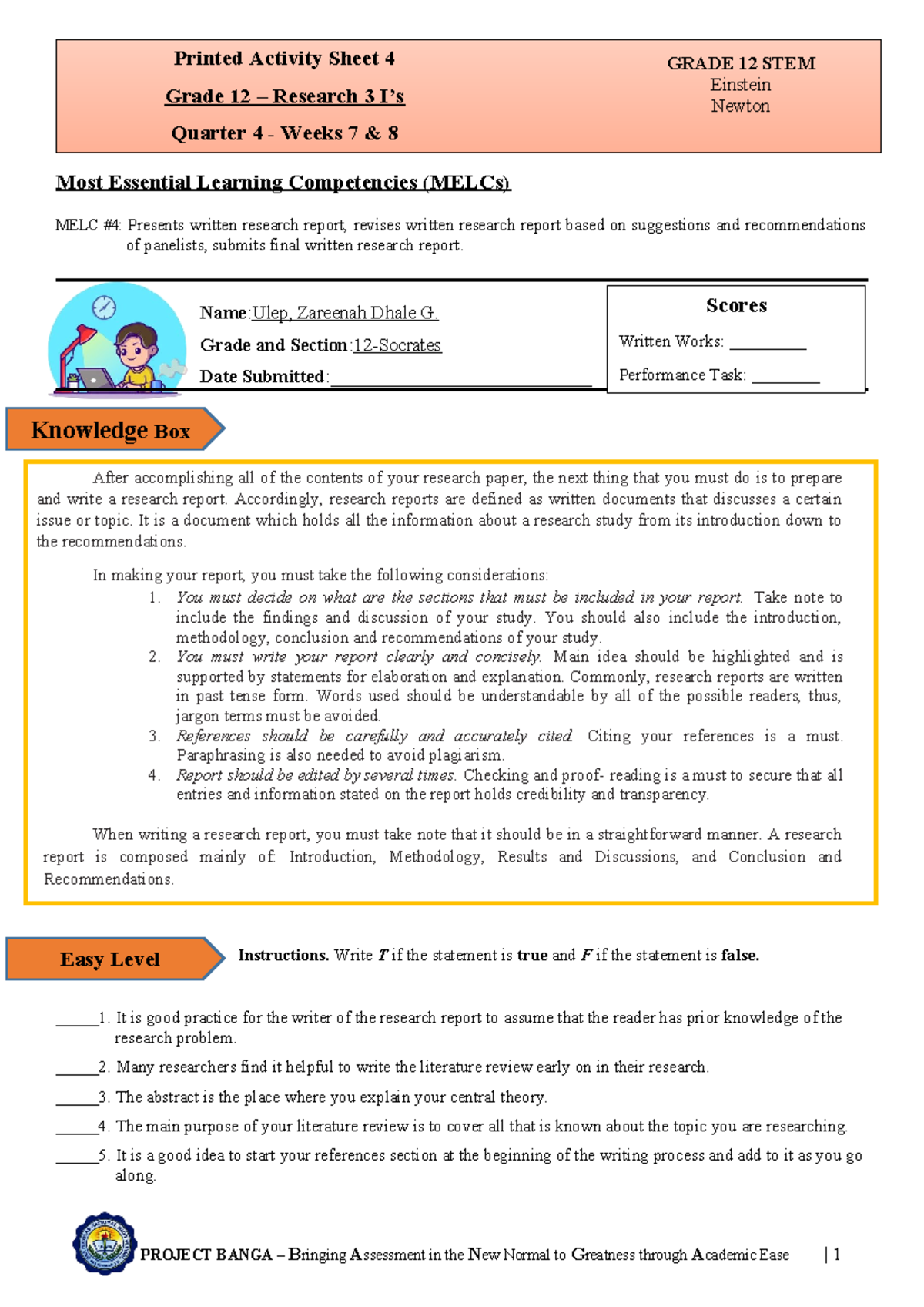 AS Research 3 Is Q4 WEEK 7 8 - Most Essential Learning Competencies ...