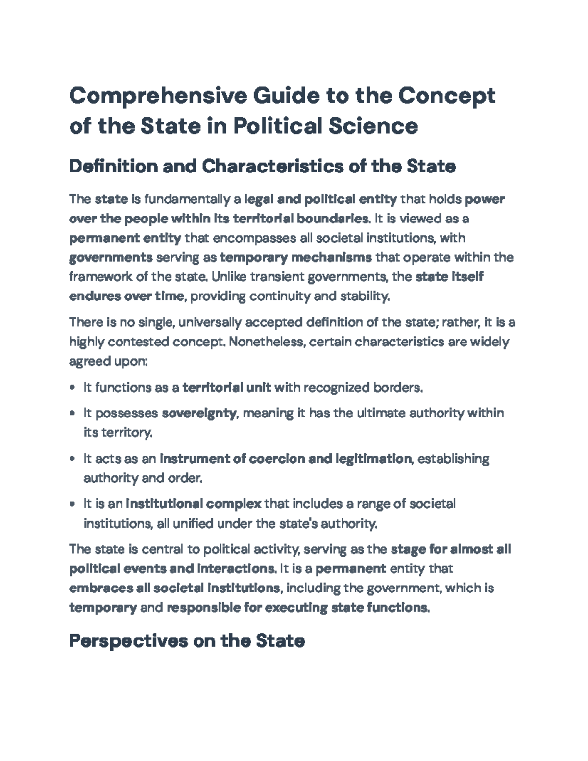 Comprehensive Overview of the State in Political Science (PS101) - Studocu