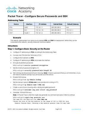 16.5.1 Packet Tracer - Secure Network Devices - Packet Tracer - Secure Network Devices ...