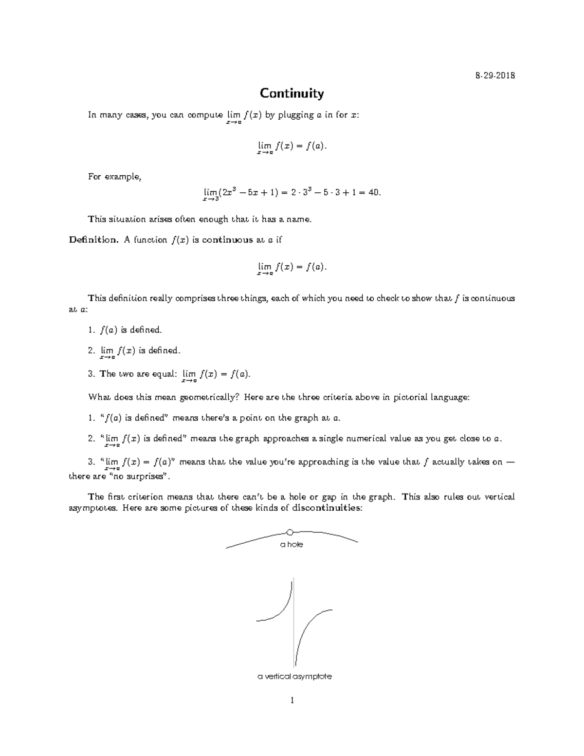 Continuity in Functions: Understanding Limits and Discontinuities - Studocu