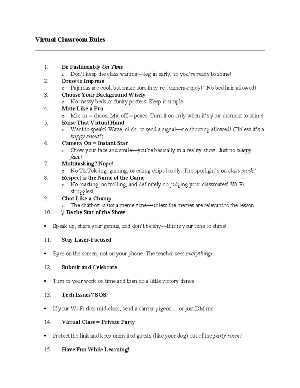 Virtual classroom rules: tips for a successful online learning ...