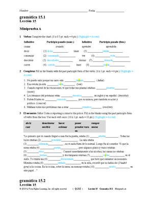 Spanish 13.1-13.3 - gramática 13-13. Lección 13 Miniprueba A 1 ¿Lógico ...