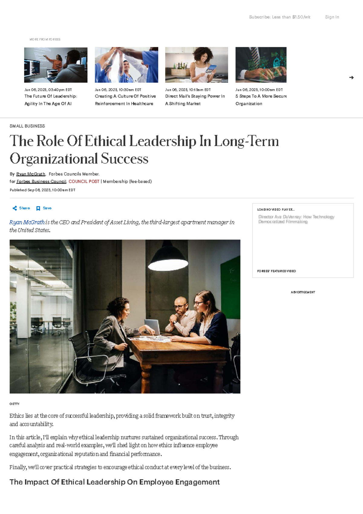 The Role of Ethical Leadership in Long-Term Org Success: Insights ...