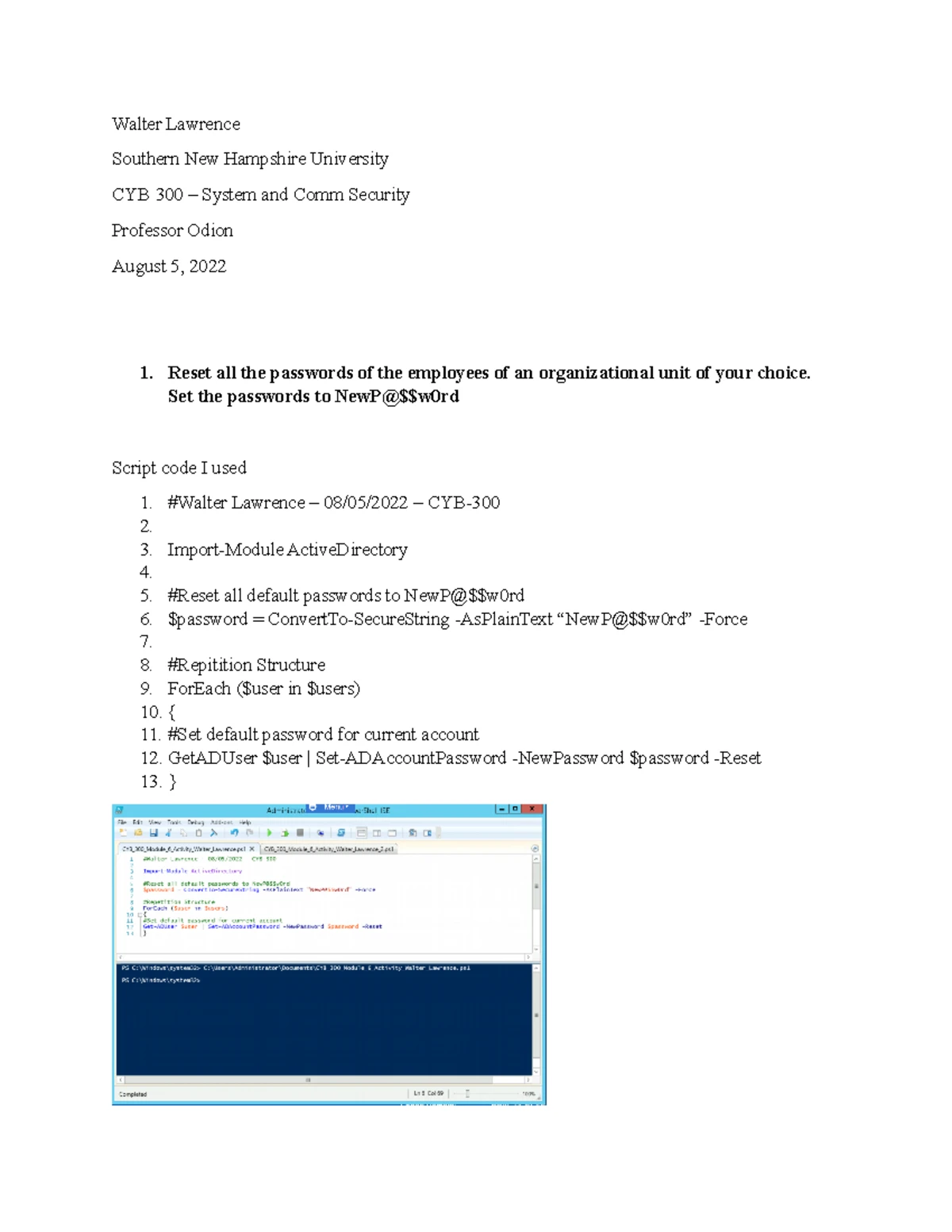 CYB 300: Module 6 Activity on Scripting Admin Tasks - Studocu