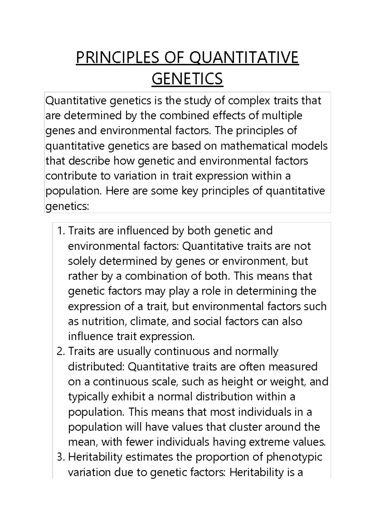 Principles of Quantitative Genetics: Key Concepts and Applications ...