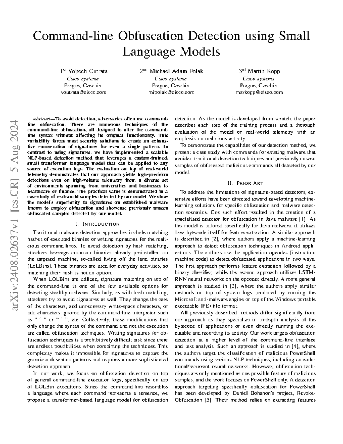 Command-line Obfuscation Detection using Small Language Models (CS-101 ...