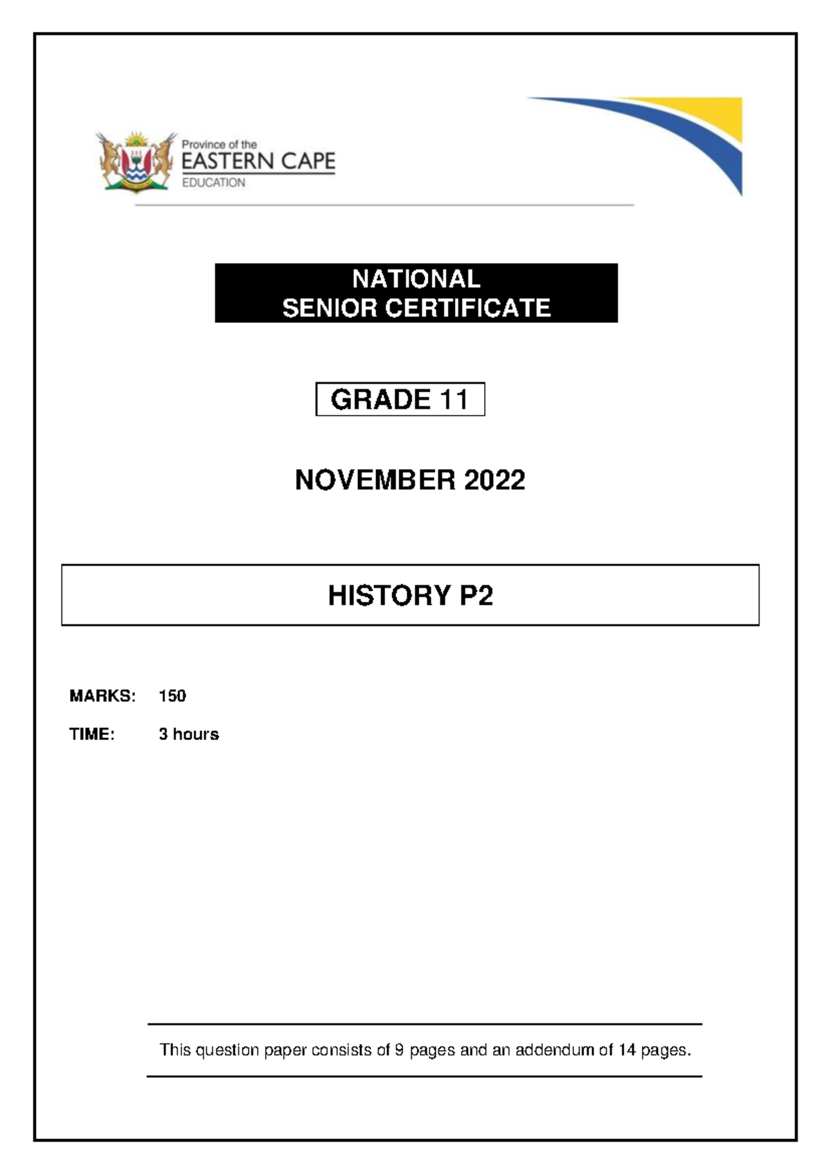 History P2 QP GR11 Final Exam NOV2022 Summary and Questions - Studocu