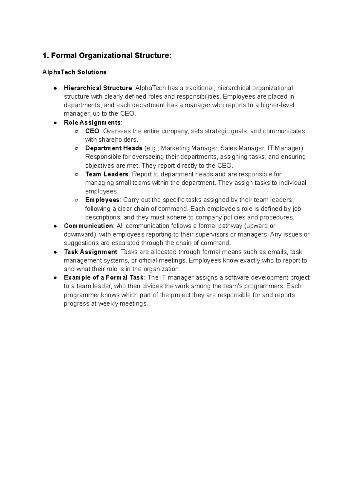 Organizational Structures: Formal vs Informal Analysis (BUS 101) - Studocu