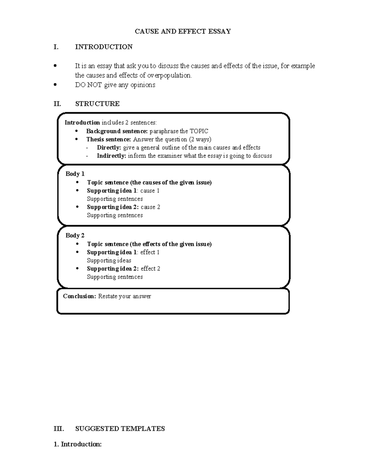 CAUSES AND EFFECTS ESSAY: STRUCTURE AND TEMPLATES - Studocu