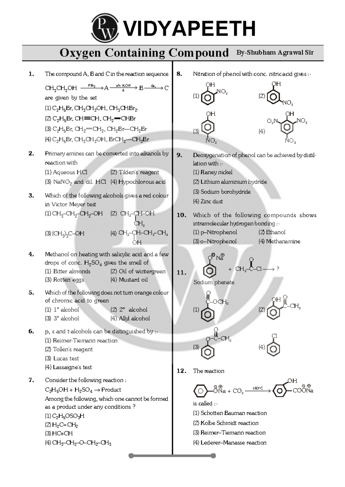 Oxygen Containing Compounds: Reactions and Mechanisms (CHEM101) - Studocu