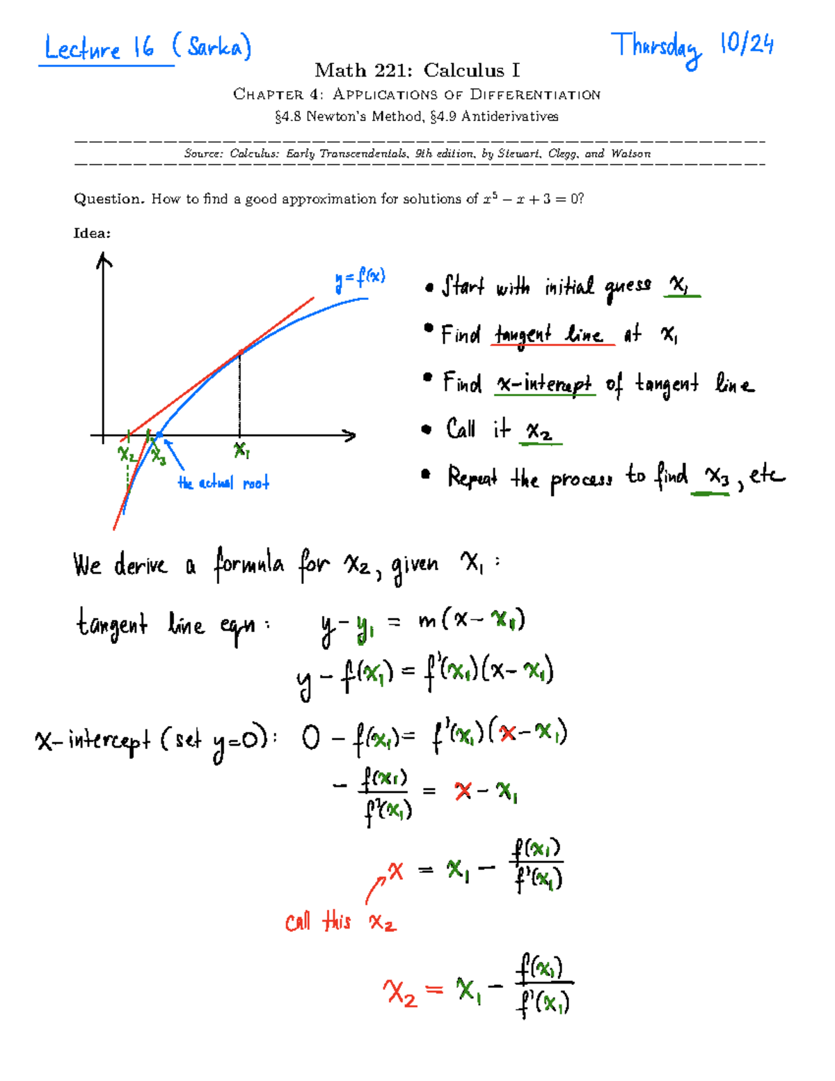 Math 221 F24 Lecture 16 Sec 4.8 Sarka - Math 221: Calculus I Chapter 4 ...